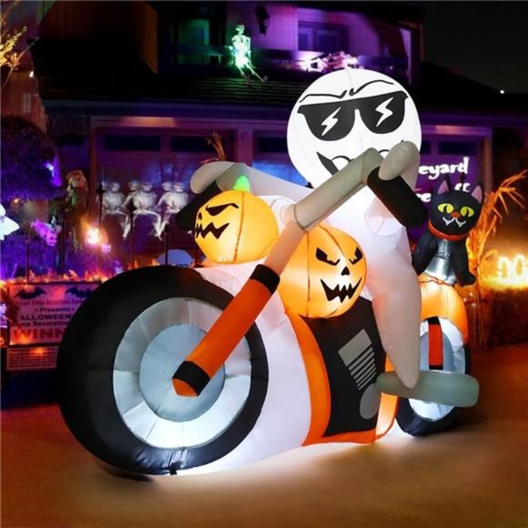 Holiday | 6 Ft Halloween Inflatables Ghost Pumpkin Cat Motorcycle With ...